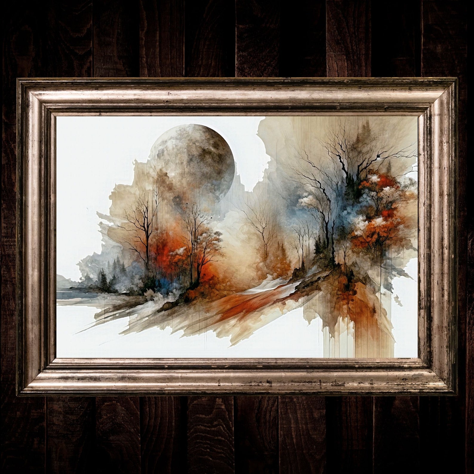 Full Moon Painting - Digital Download Print - Abstract Watercolour ...
