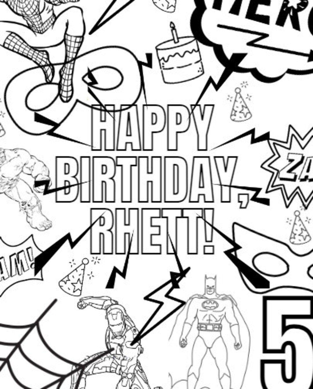 Superhero Customized Coloring Pages - Etsy