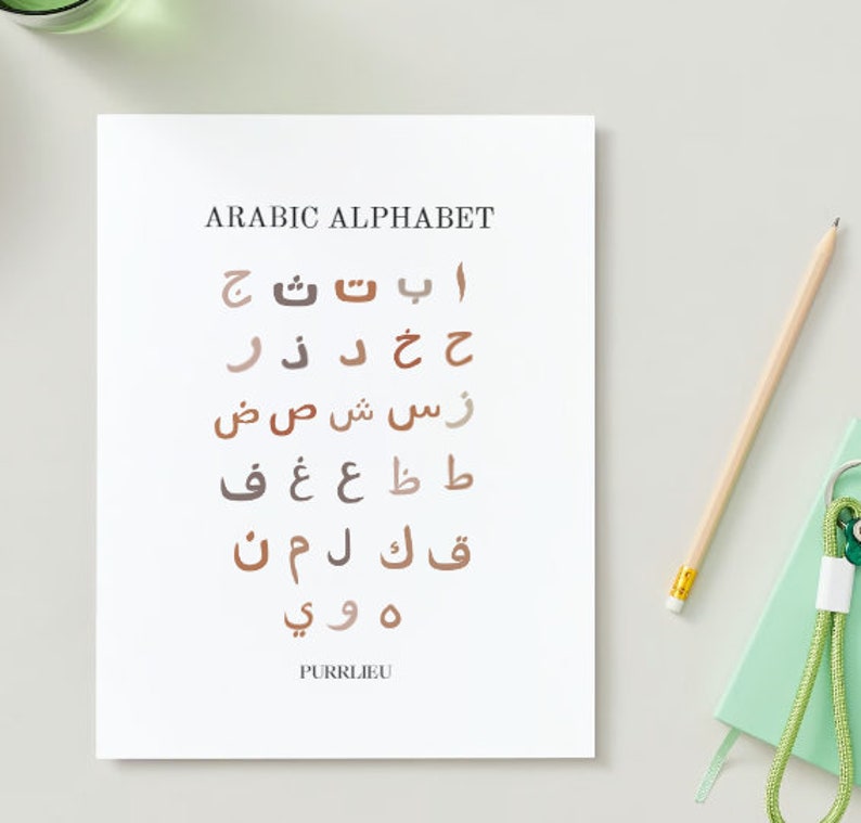 Neutral Arabic Alphabets. Poster and Flashcards for Preschool ...