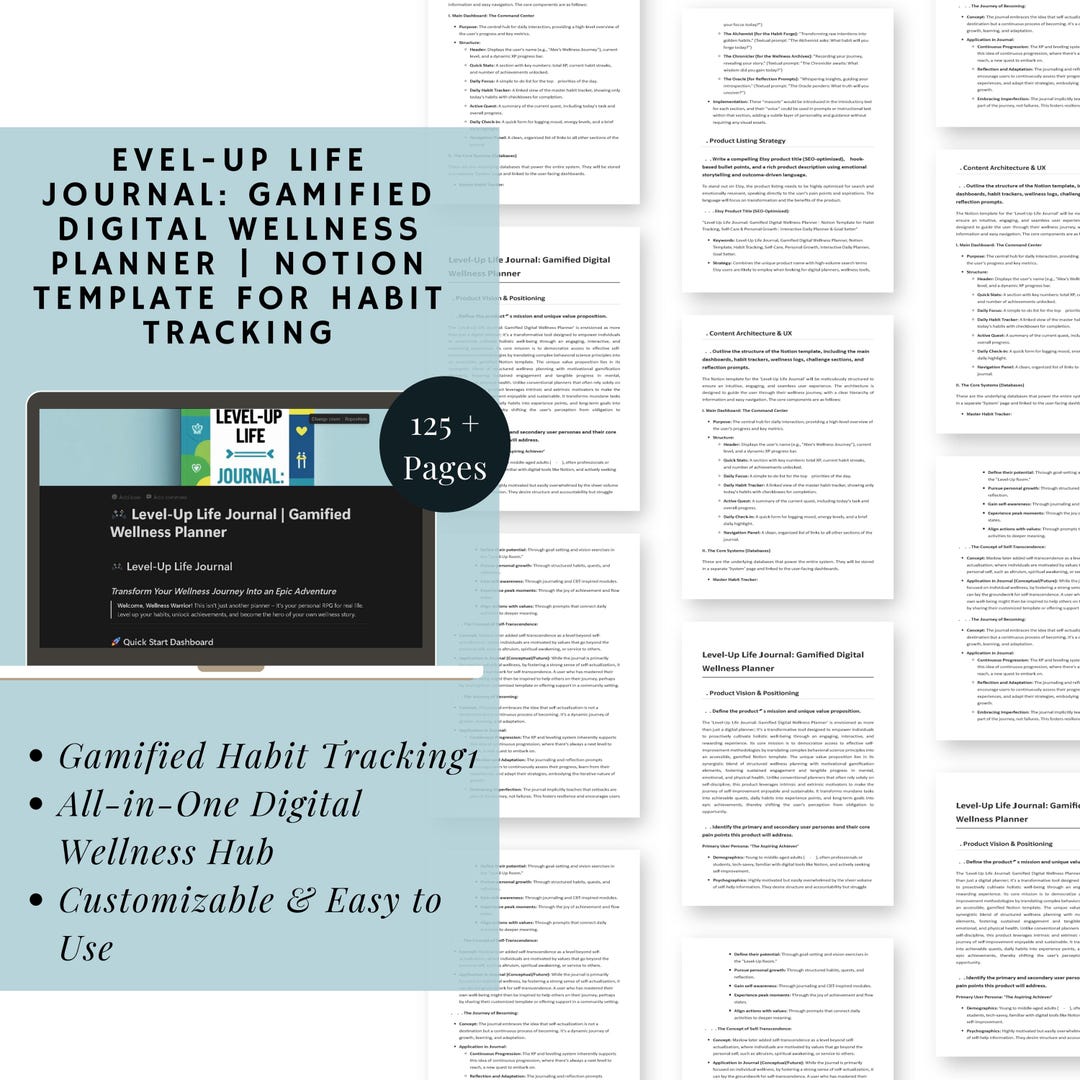 Level-up Life Journal | Gamified Notion Wellness Planner for Habit ...