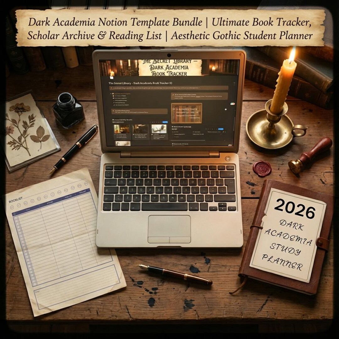 Dark Academia Notion Template Bundle | Student Planner & Scholar ...