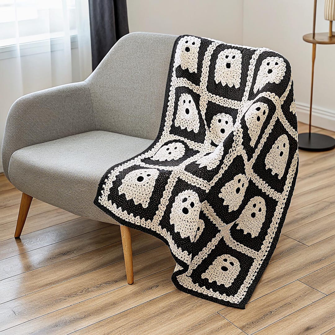 Ghost Granny Square Blanket Pattern PDF + Notion Template - Beginner ...