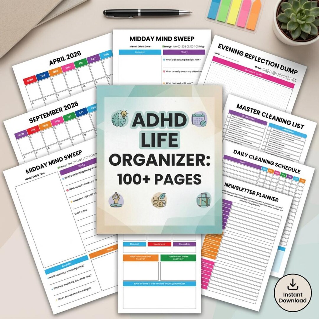 ADHD Life Organizer Bundle, ADHD Planner Printable, Daily Schedule ...
