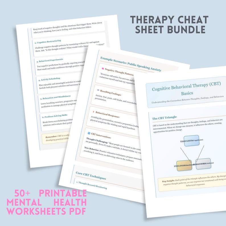 Mental Health Therapy Cheat Sheet Bundle – 27+ Printable ...