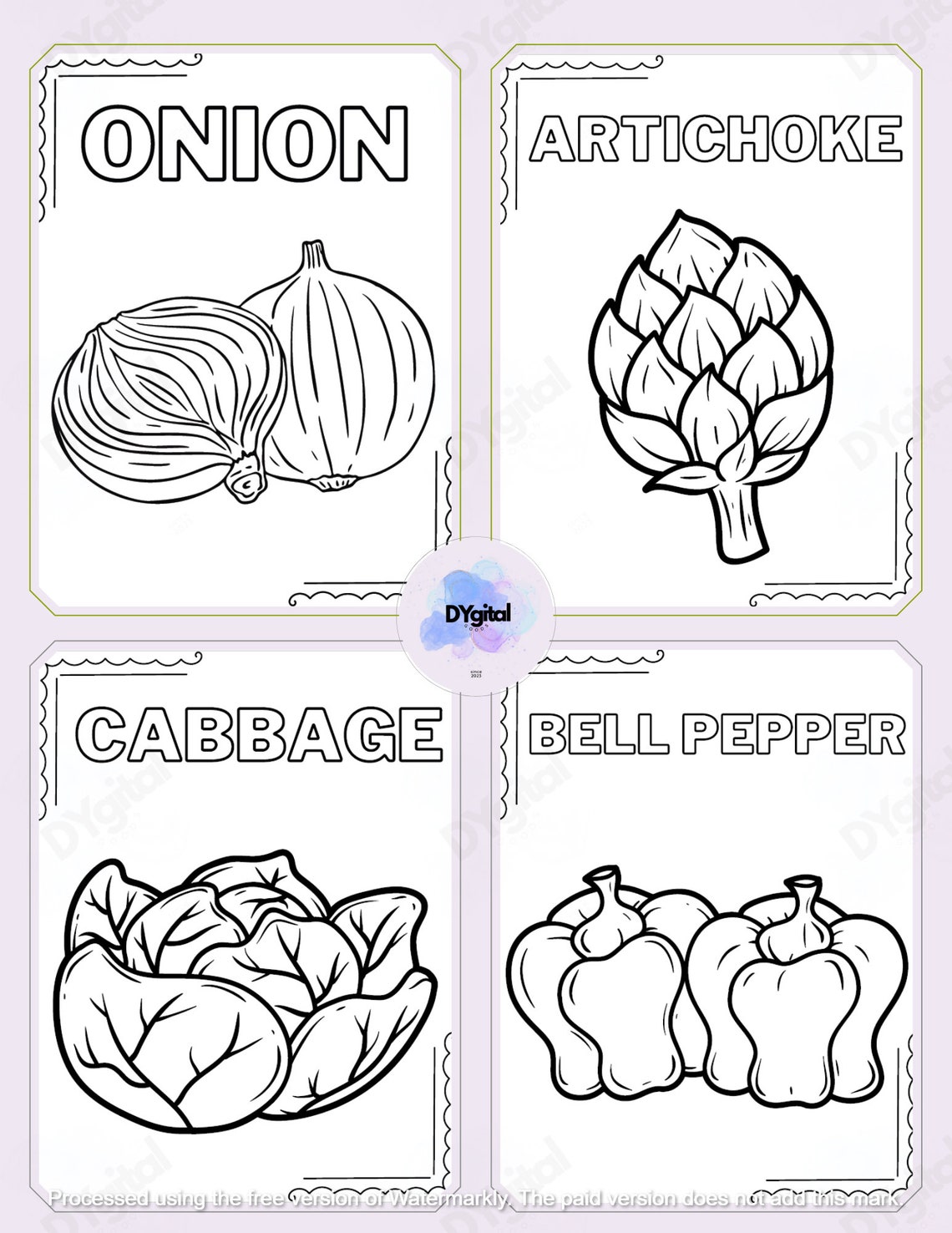 Printable Vegetables Coloring Book - Etsy