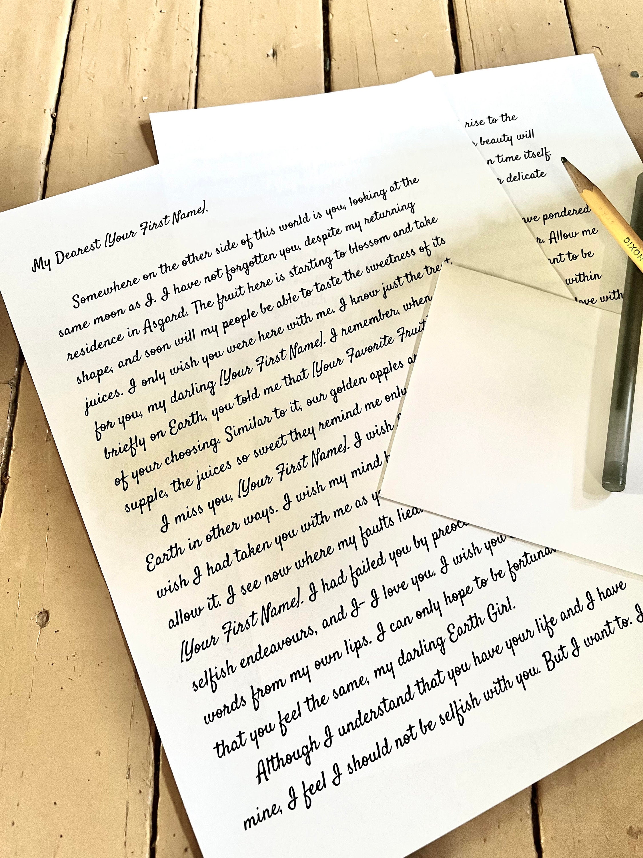 Fictional Character Love Letter, Personalized Love Letter, Fictional ...