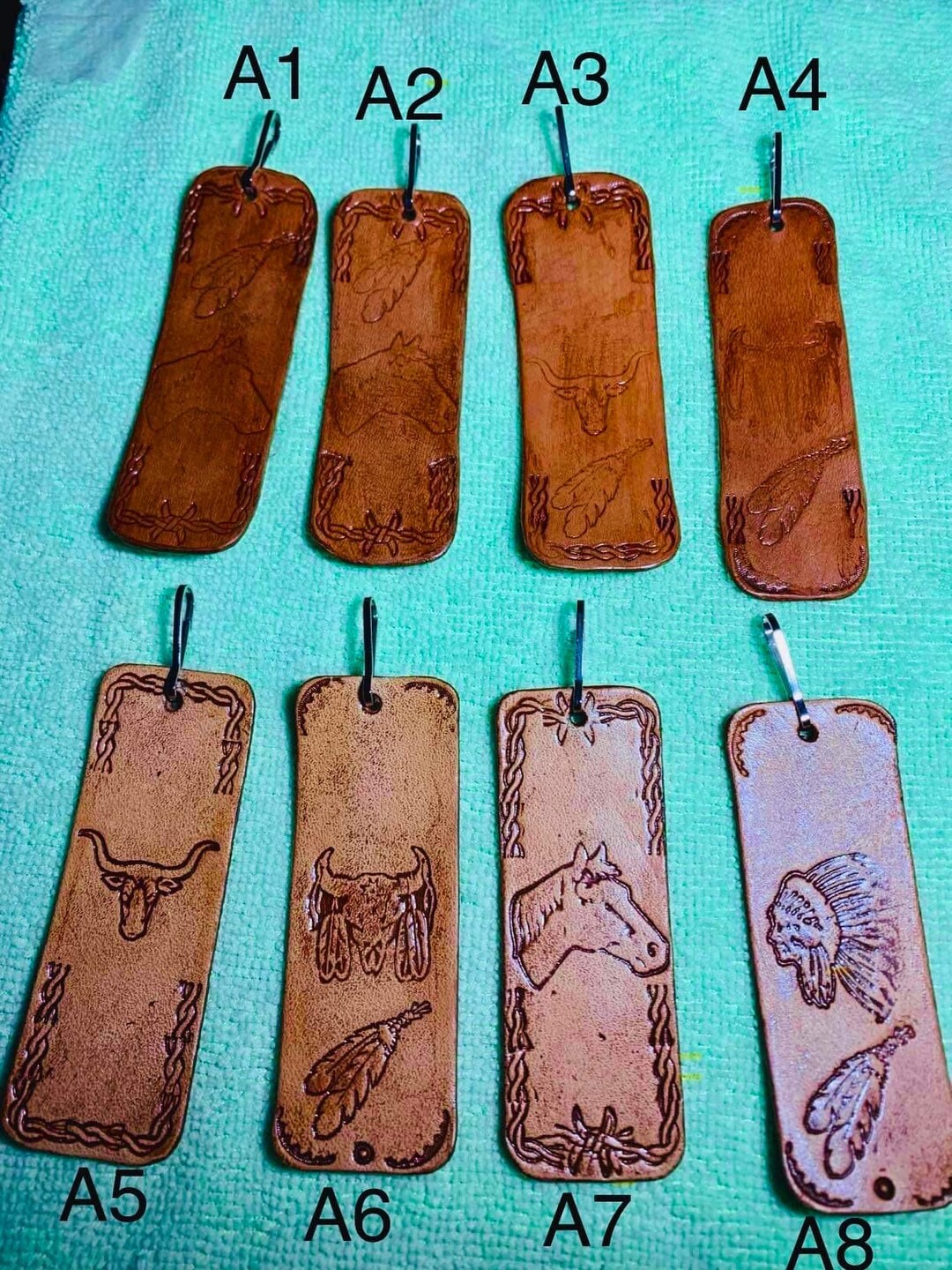 Rectangular Leather Keychains - Etsy