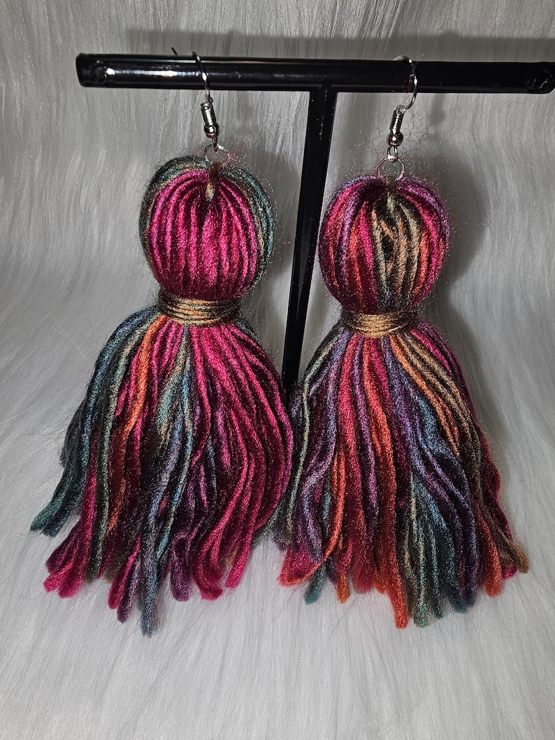 Yarn Tassel Earrings - Etsy