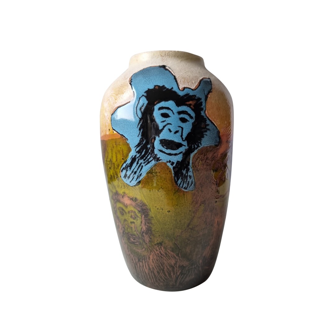 Handmade Ceramic Vase With Monkey Portraits. - Etsy