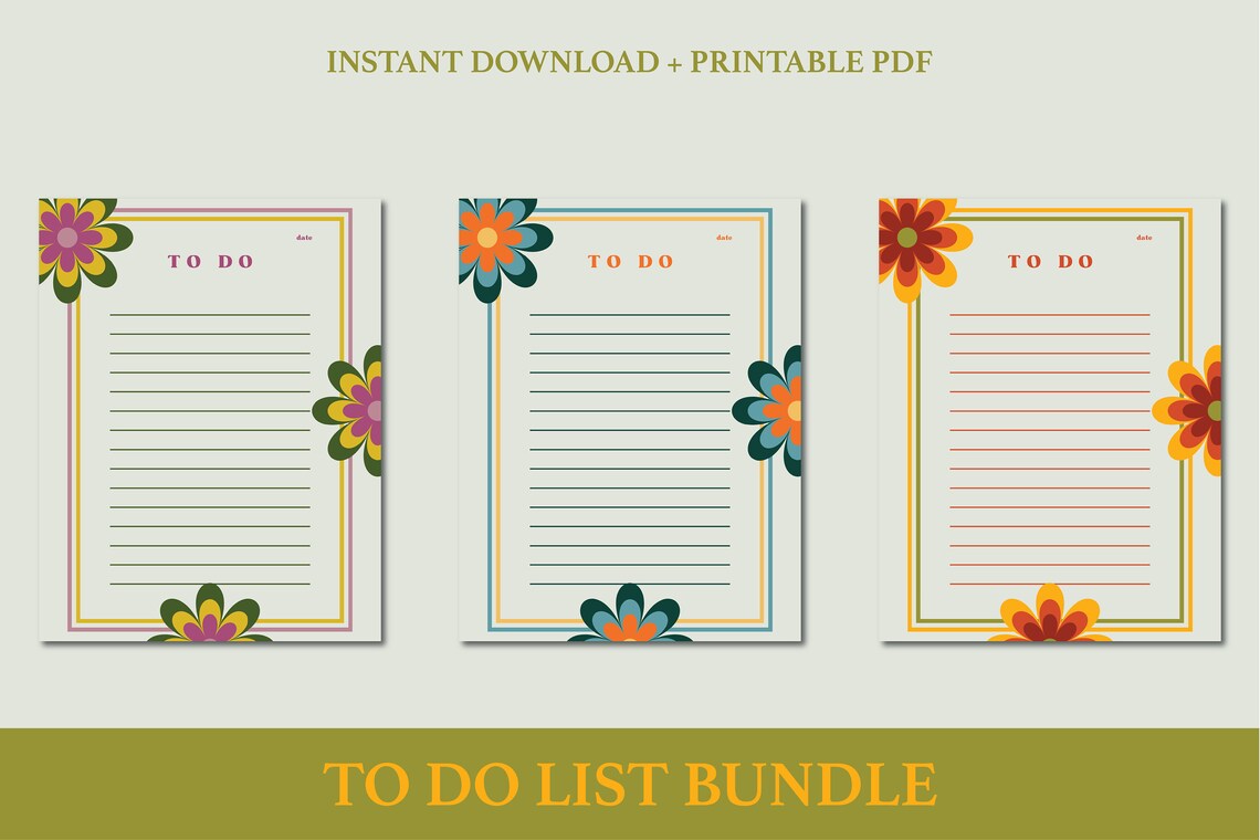 Folky Flower to Do List Bundle | Printable Template (PDF Download) - Etsy