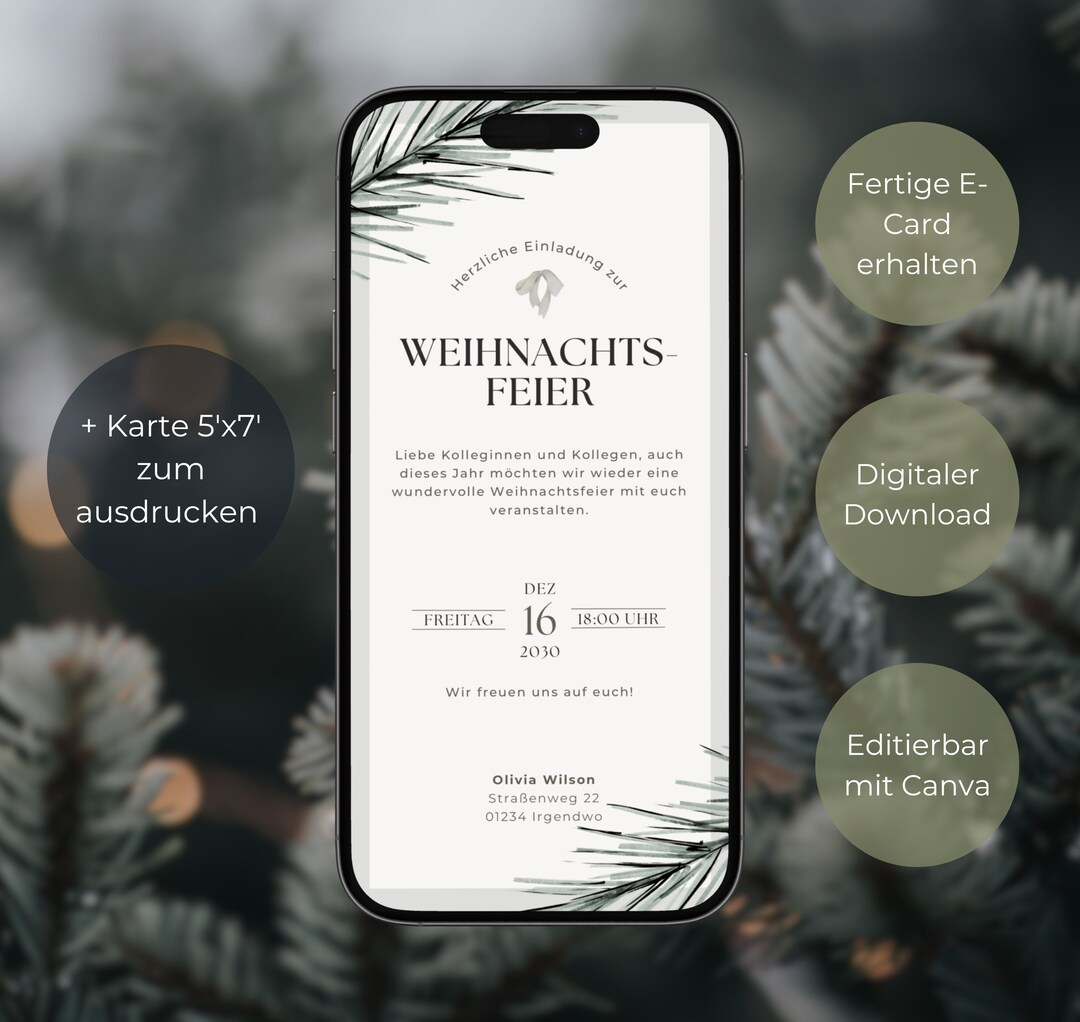 Christmas Party Invitation | Ecard | Editable Canva Template ...