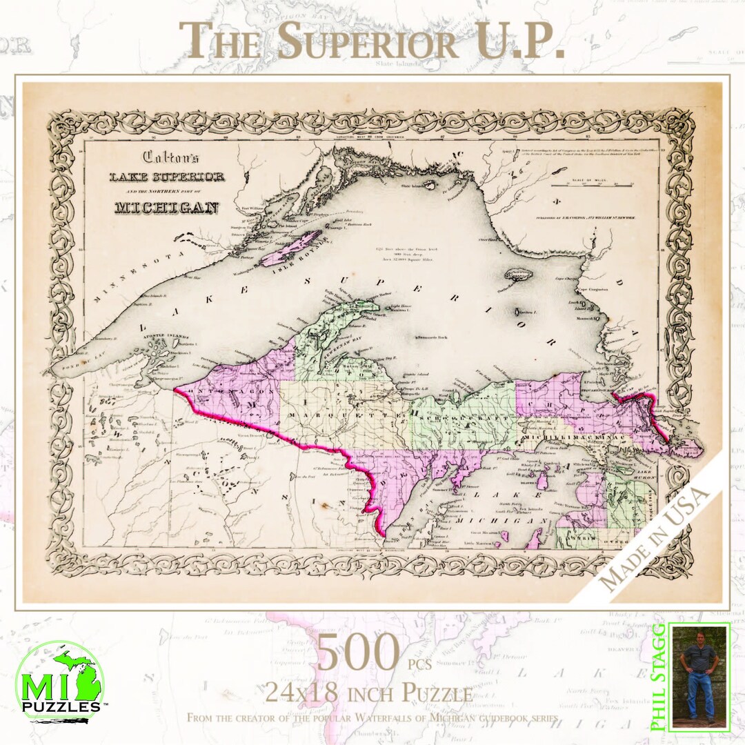 The Superior UP 500 Piece Jigsaw Puzzle MI Puzzles by Phil Stagg ...