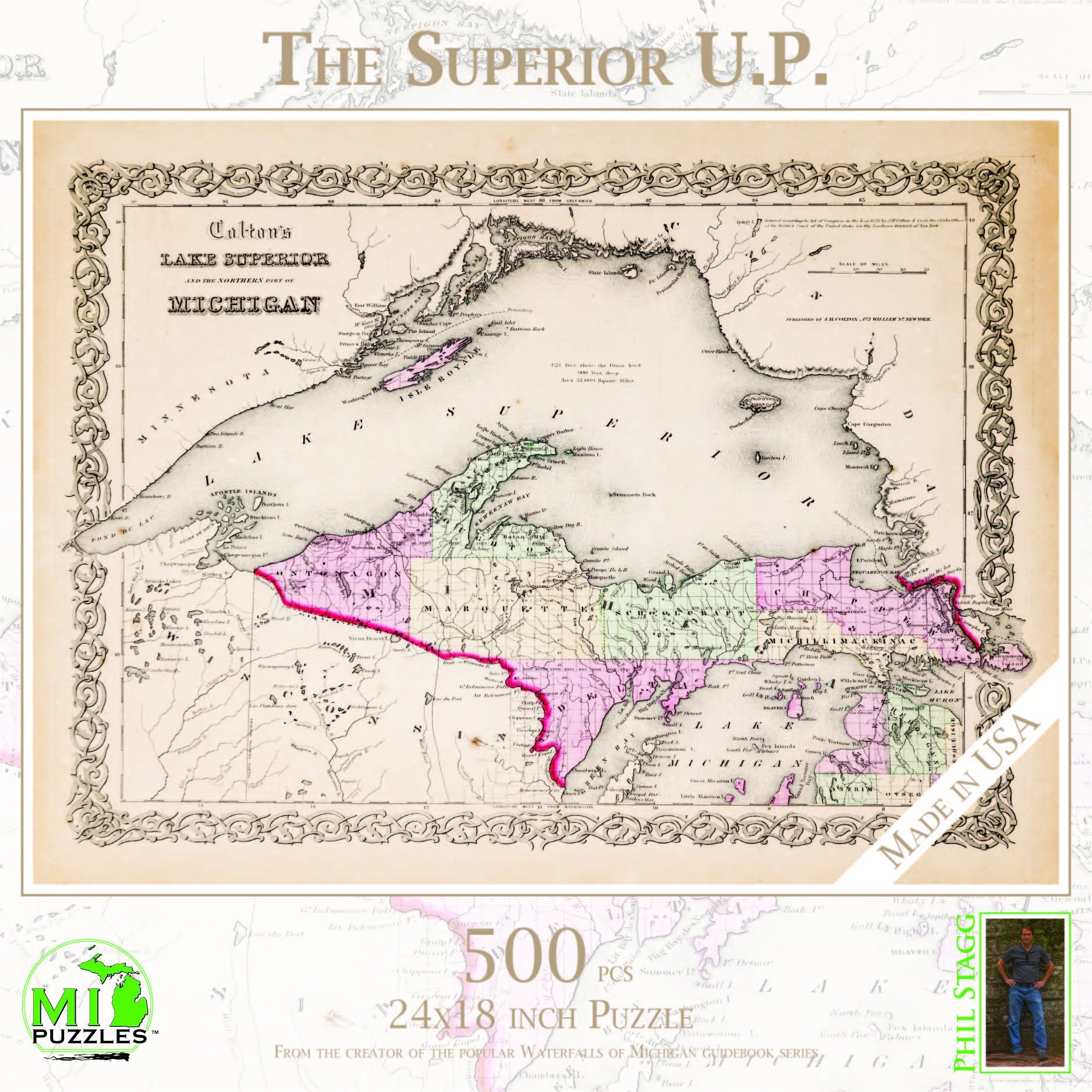 The Superior UP 500 Piece Jigsaw Puzzle MI Puzzles by Phil Stagg ...