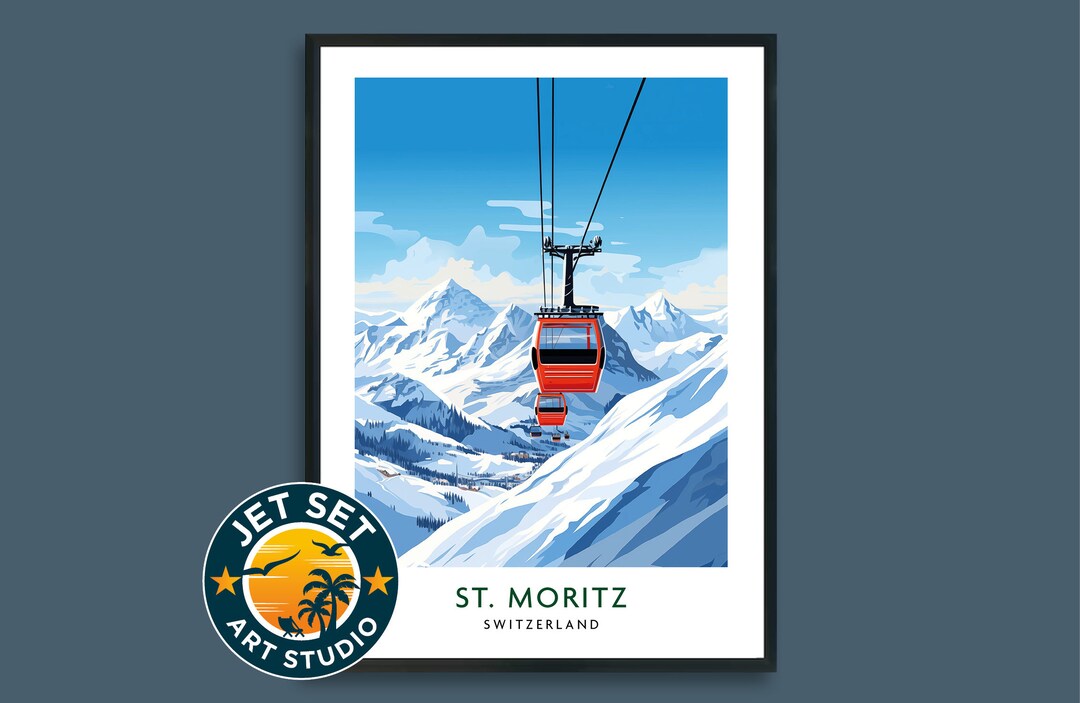 St Moritz Switzerland Ski Travel Print Poster Unframed Framed Canvas ...