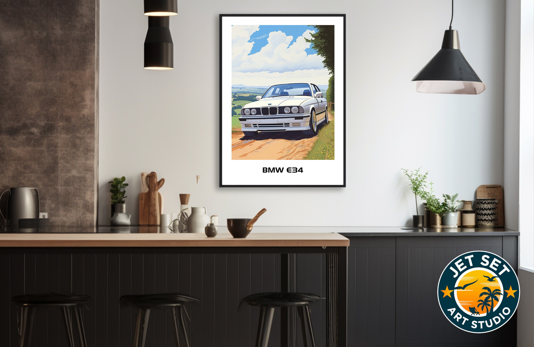 BMW E34 Travel Print Style Poster Framed Unframed Canvas Automotive ...