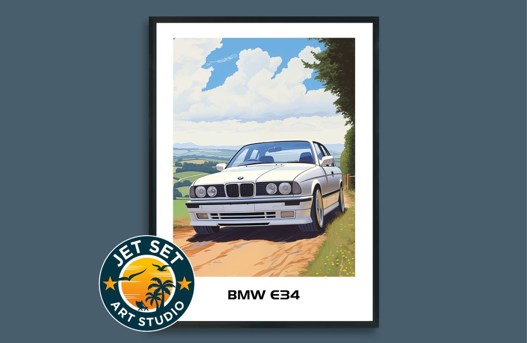 BMW E34 Travel Print Style Poster Framed Unframed Canvas Automotive ...