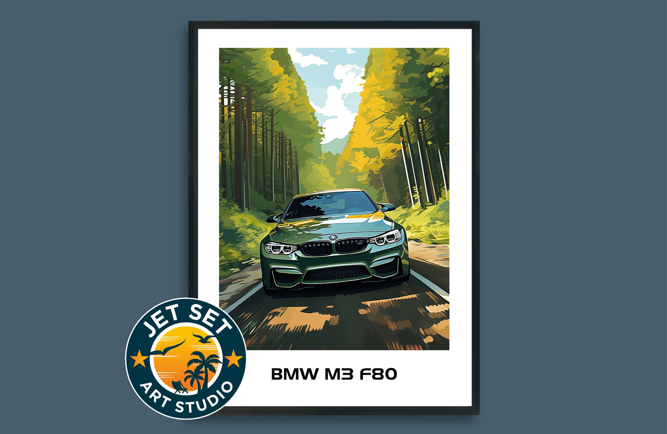 BMW M3 F80 Travel Print Style Poster Framed Unframed Canvas Automotive ...