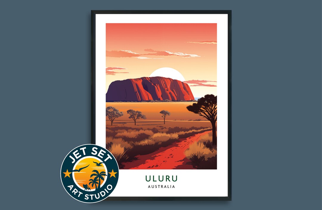Uluru Ayers Rock Australian Travel Print Poster Wall Art Framed ...