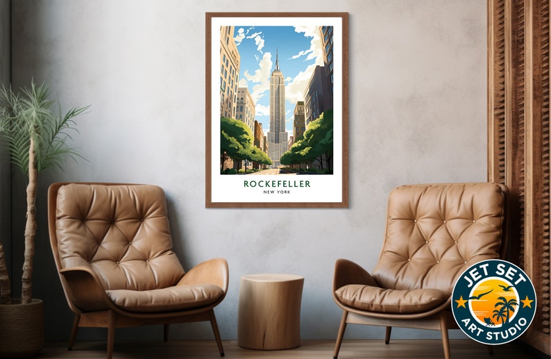 Rockefeller Building New York USA Travel Print Poster Wall Art Framed ...