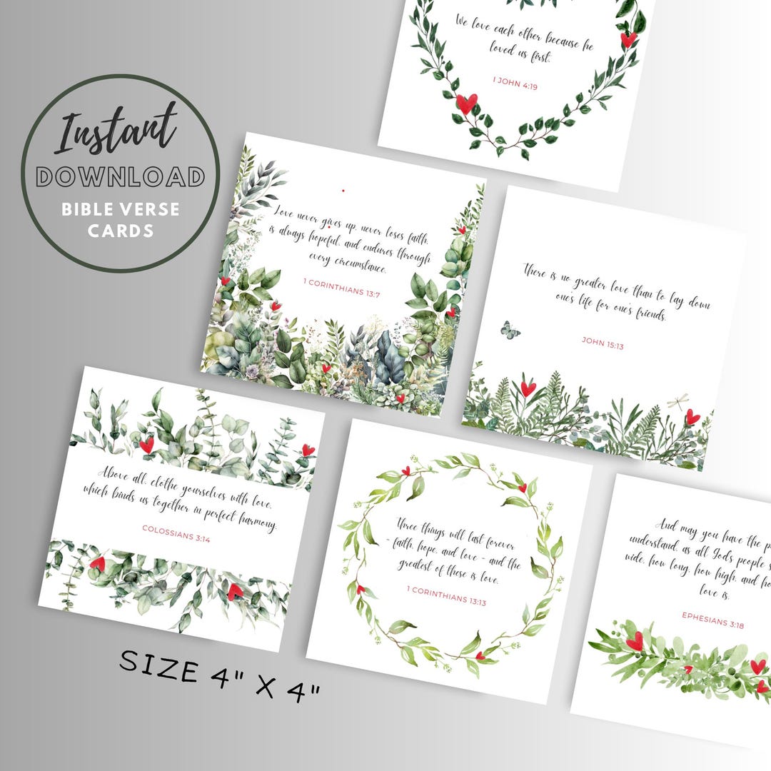 Love Bible Verse Cards, Printable Scripture Cards, Printable Bible ...
