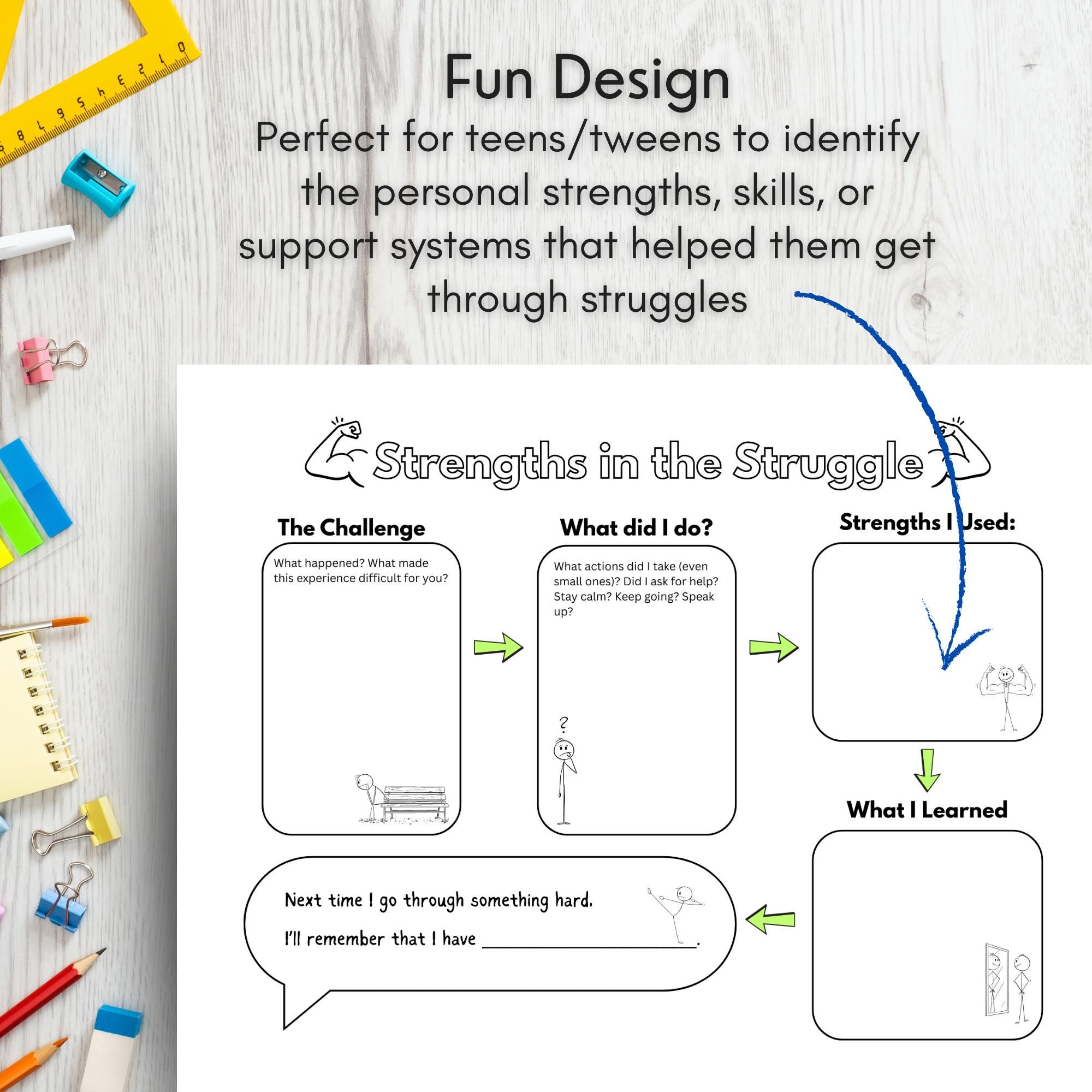 Printable Strengths in the Struggle Worksheet for Teens and Tweens ...