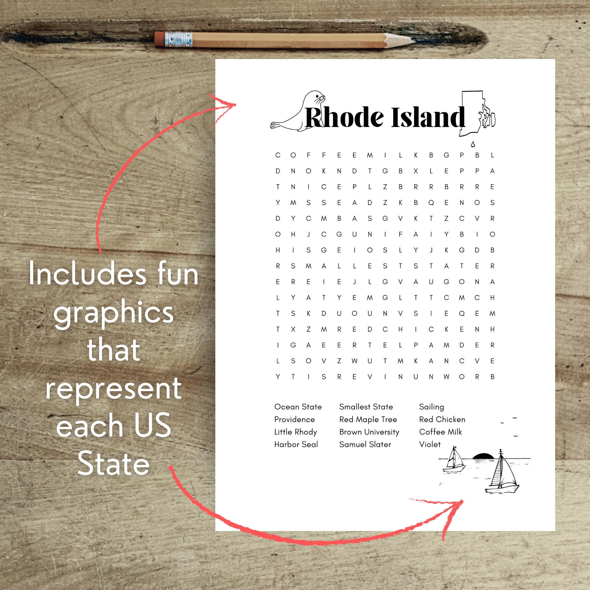 50 States Word Search Puzzles, Printable Puzzles, Word Searches, 50 ...