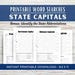 State Capitals Word Searches, Printable Puzzles, 50 States Bundle, US ...