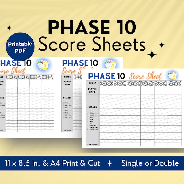 Phase 10 Printable Score Sheet - Etsy
