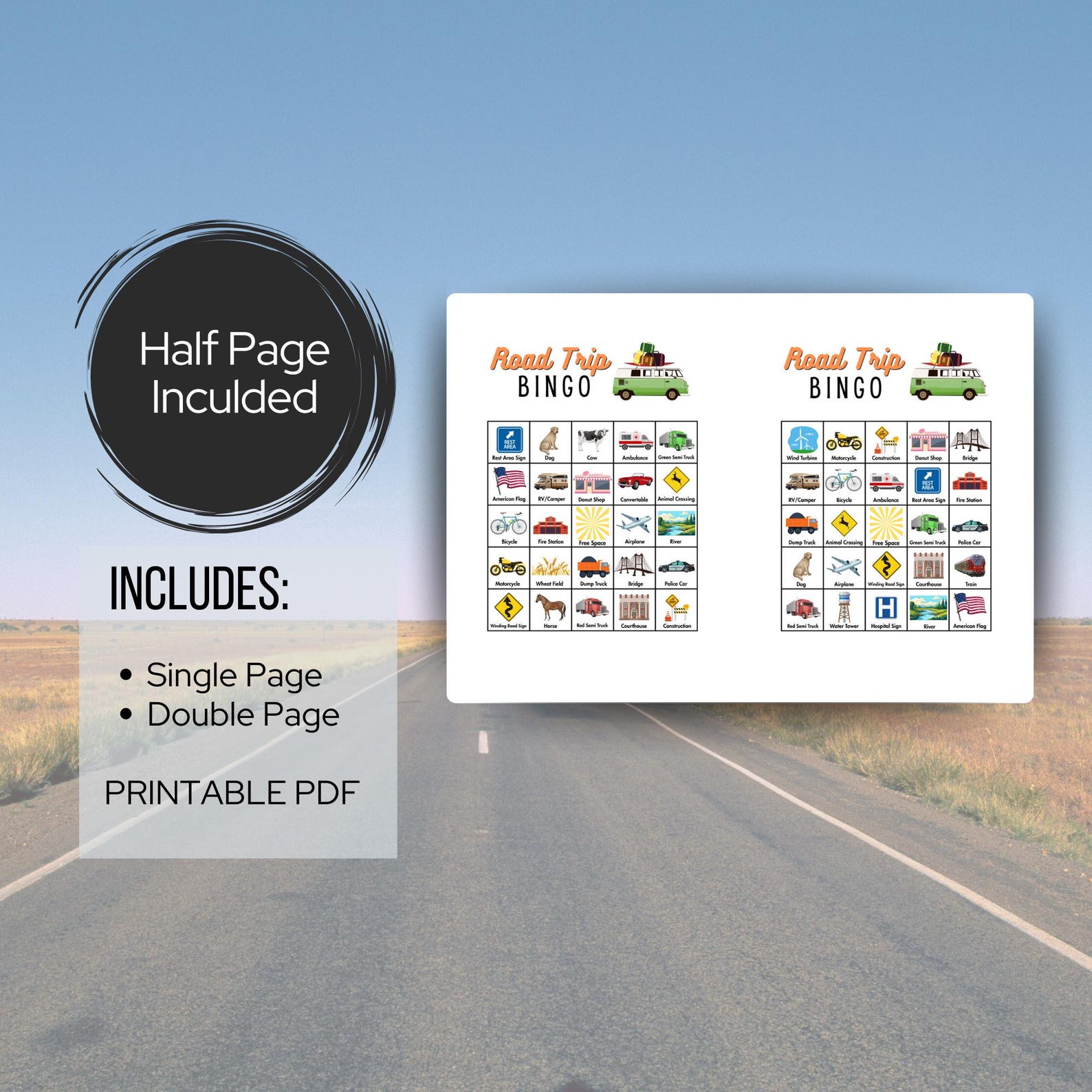 Road Trip Bingo Printable, Road Trip Games, Family Car Games, Road Trip ...
