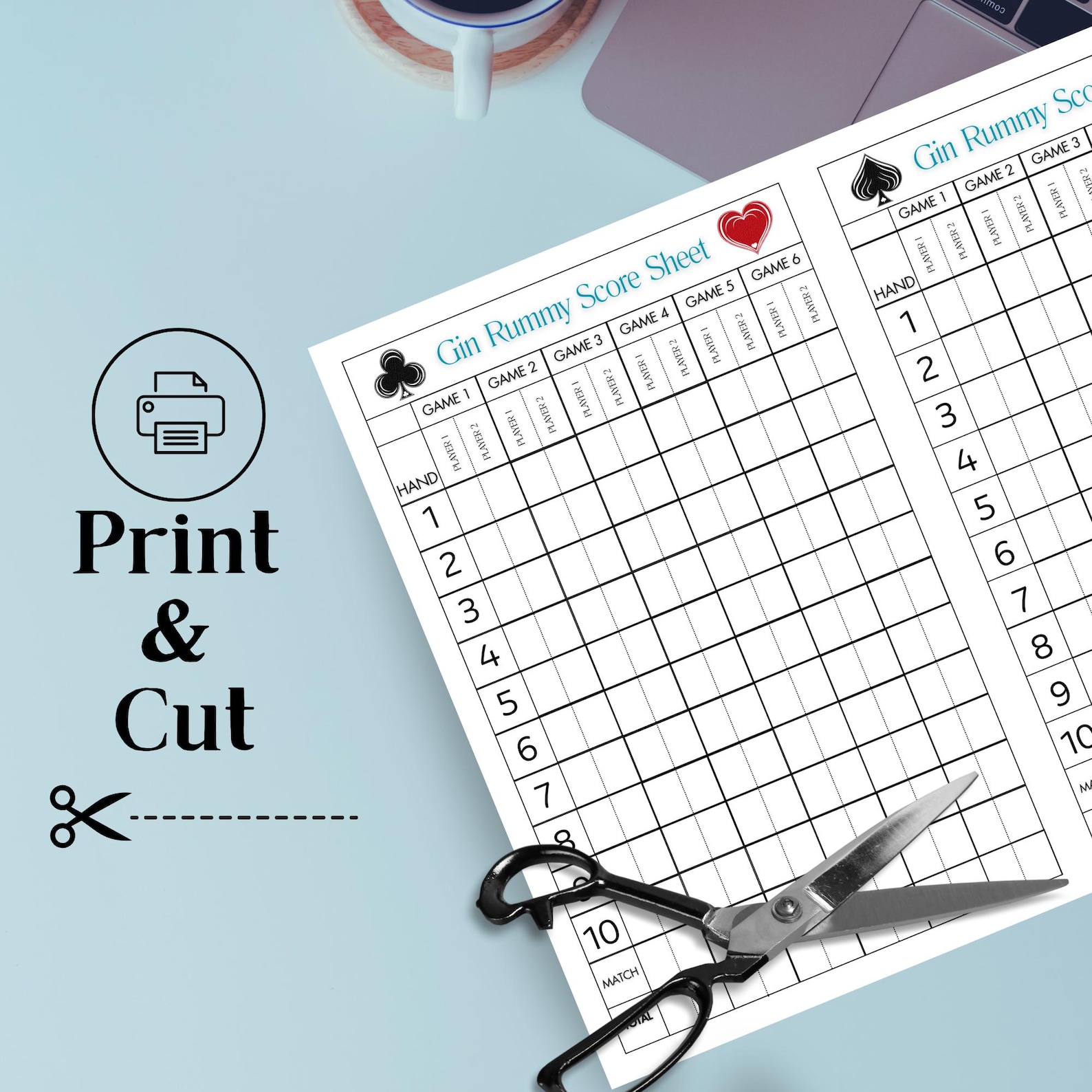 Gin Rummy Score Sheet, Printable Score Sheet, Gin Rummy Instant ...