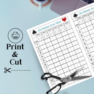 Gin Rummy Score Sheet, Printable Score Sheet, Gin Rummy Instant ...