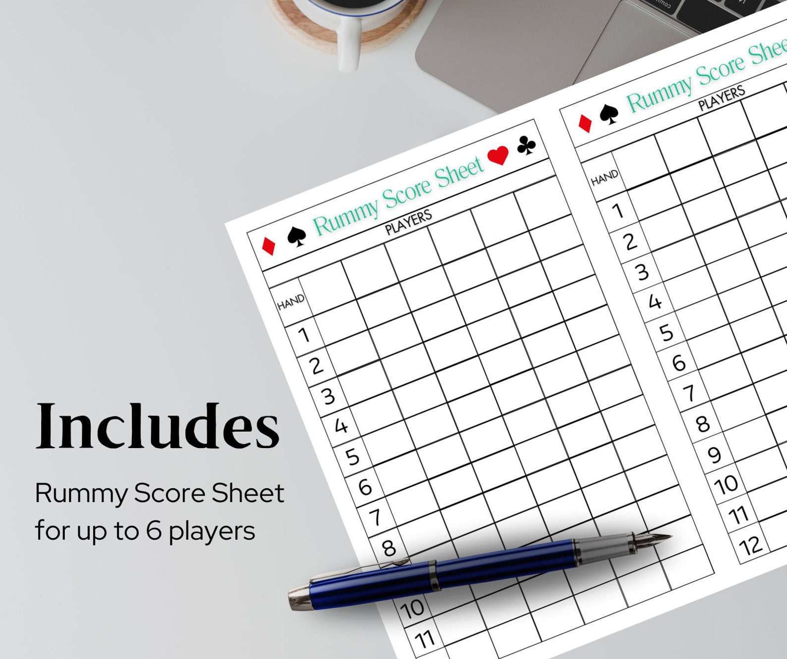 Rummy Score Sheet, Frustration Rummy Score Sheet, Printable Score Sheet ...
