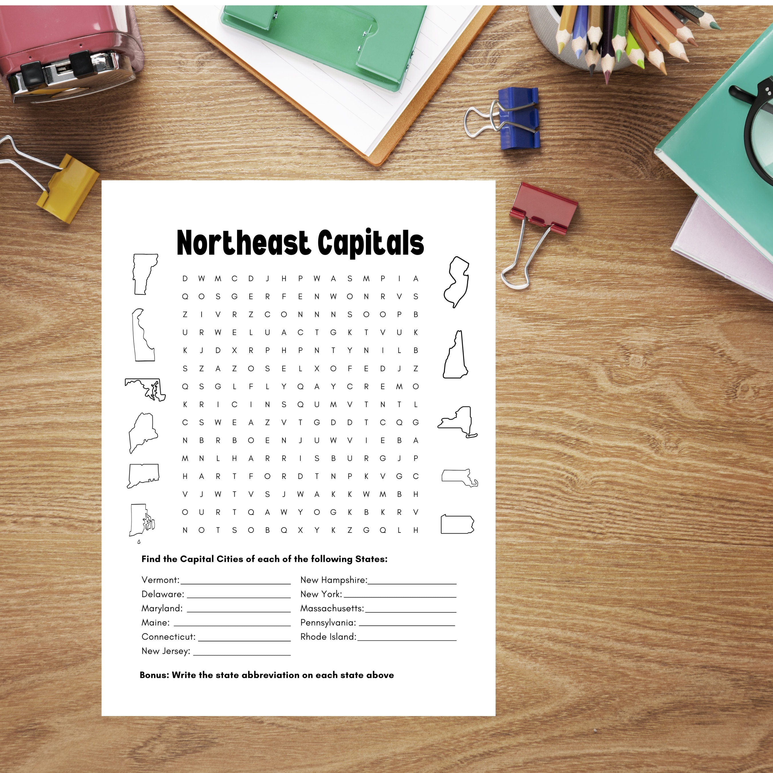 State Capitals Word Searches, Printable Puzzles - Etsy