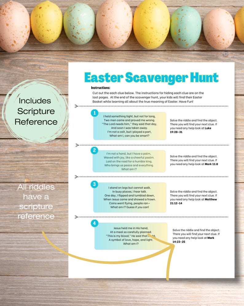 Easter Treasure Hunt, Easter Scavenger Hunt, PDF Printable, Easter ...