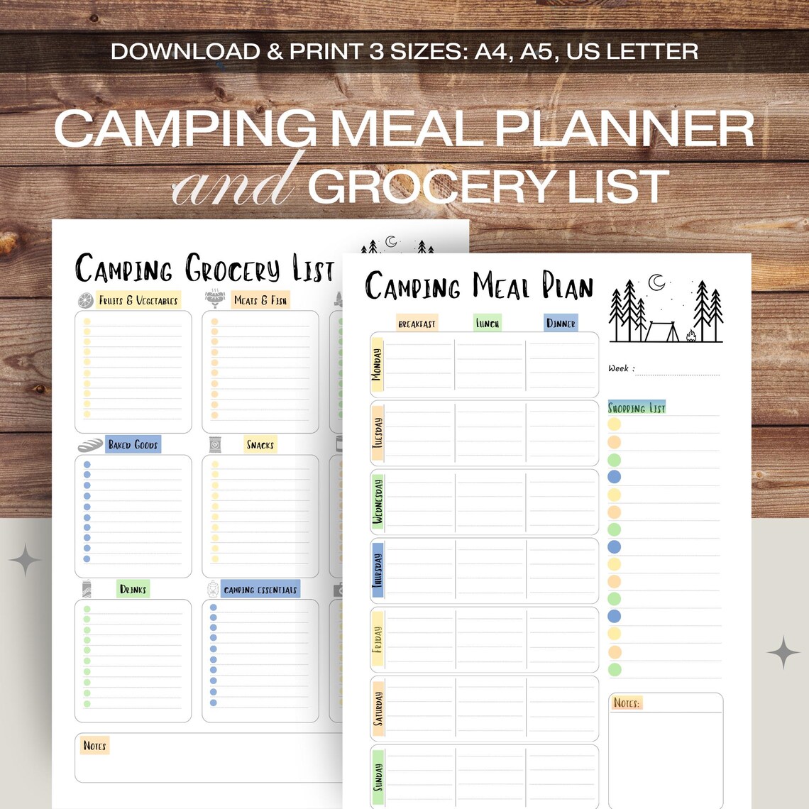 Camping Meal Planning Bundle: Camping Meal Planner and Grocery List ...