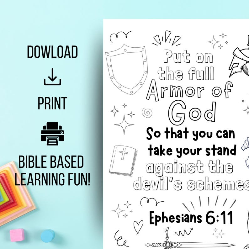 Armor of God Activity Pack for Kids, Printable Bible Worksheets, Bible ...