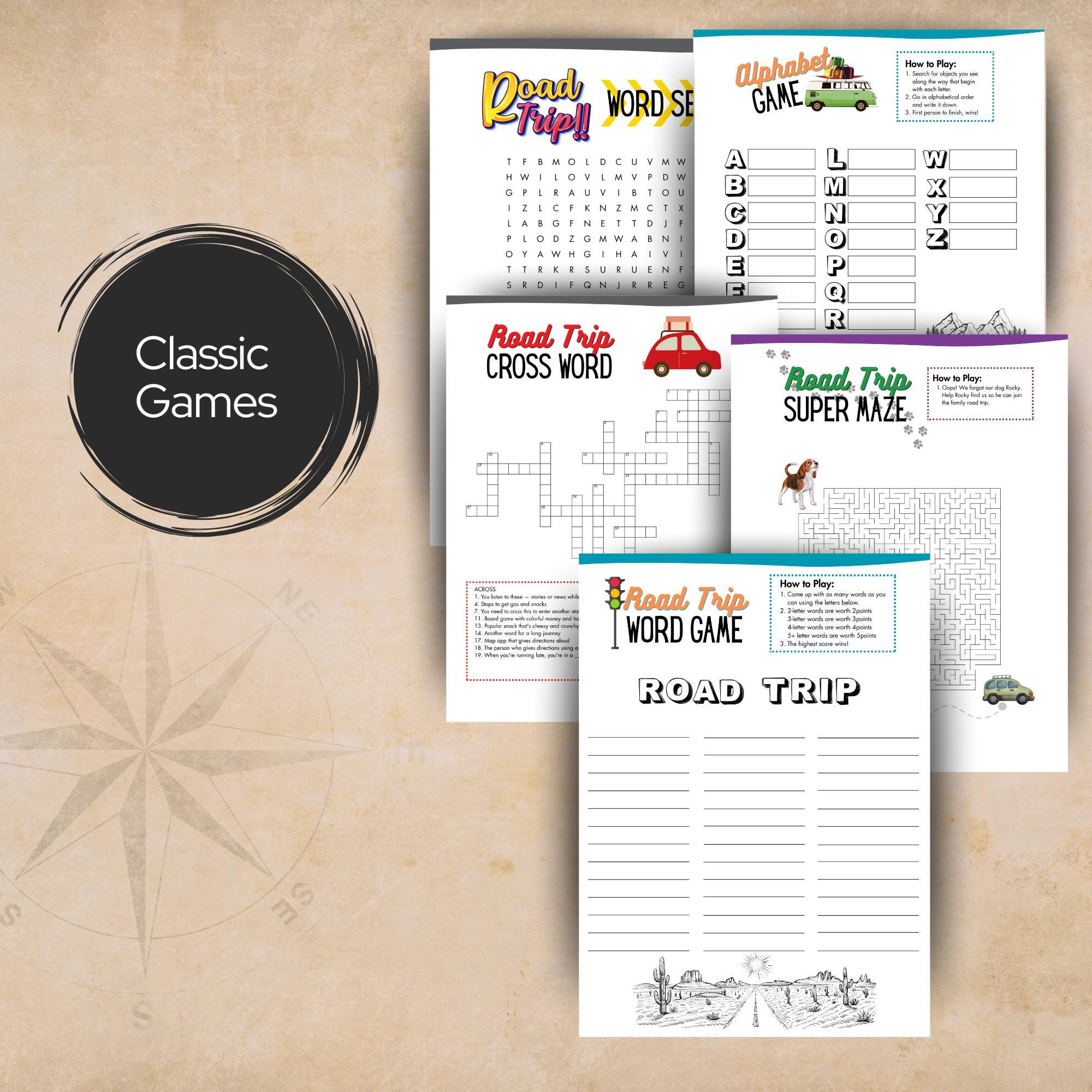 Road Trip Game Bundle, Road Trip Activities, Family Car Games, Road ...