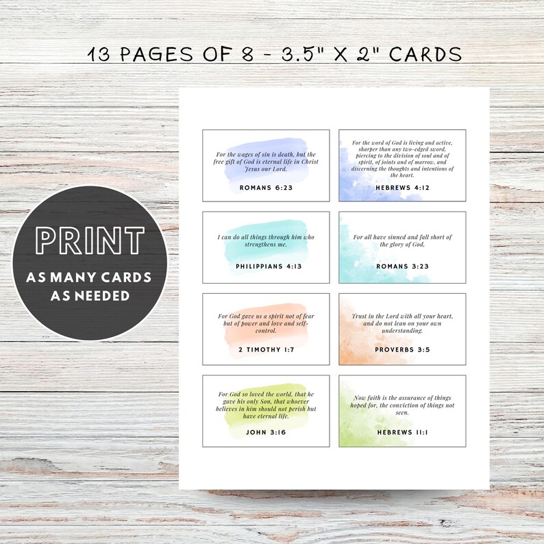 100 Printable Bible Verse Cards, Bible Memory Verses, Bible Verse ...