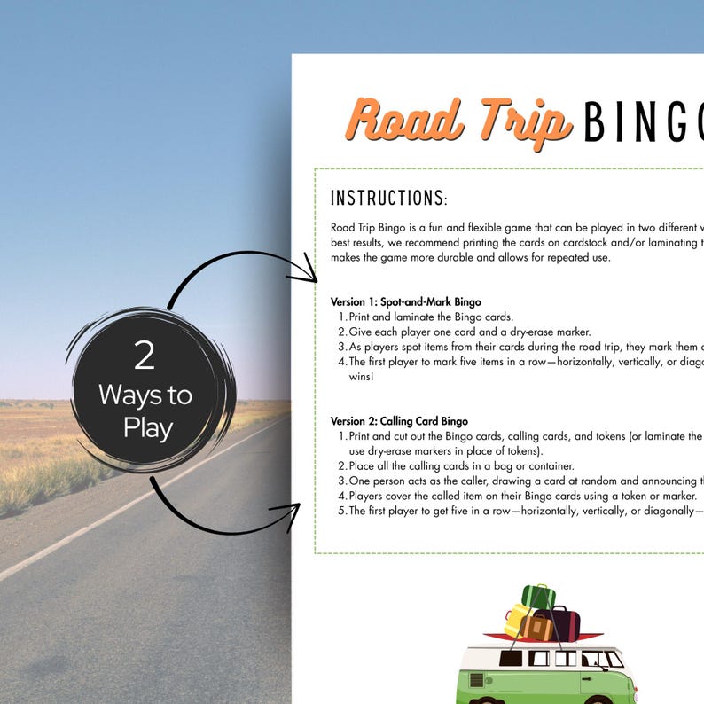 Road Trip Bingo Printable, Road Trip Games, Family Car Games, Road Trip ...