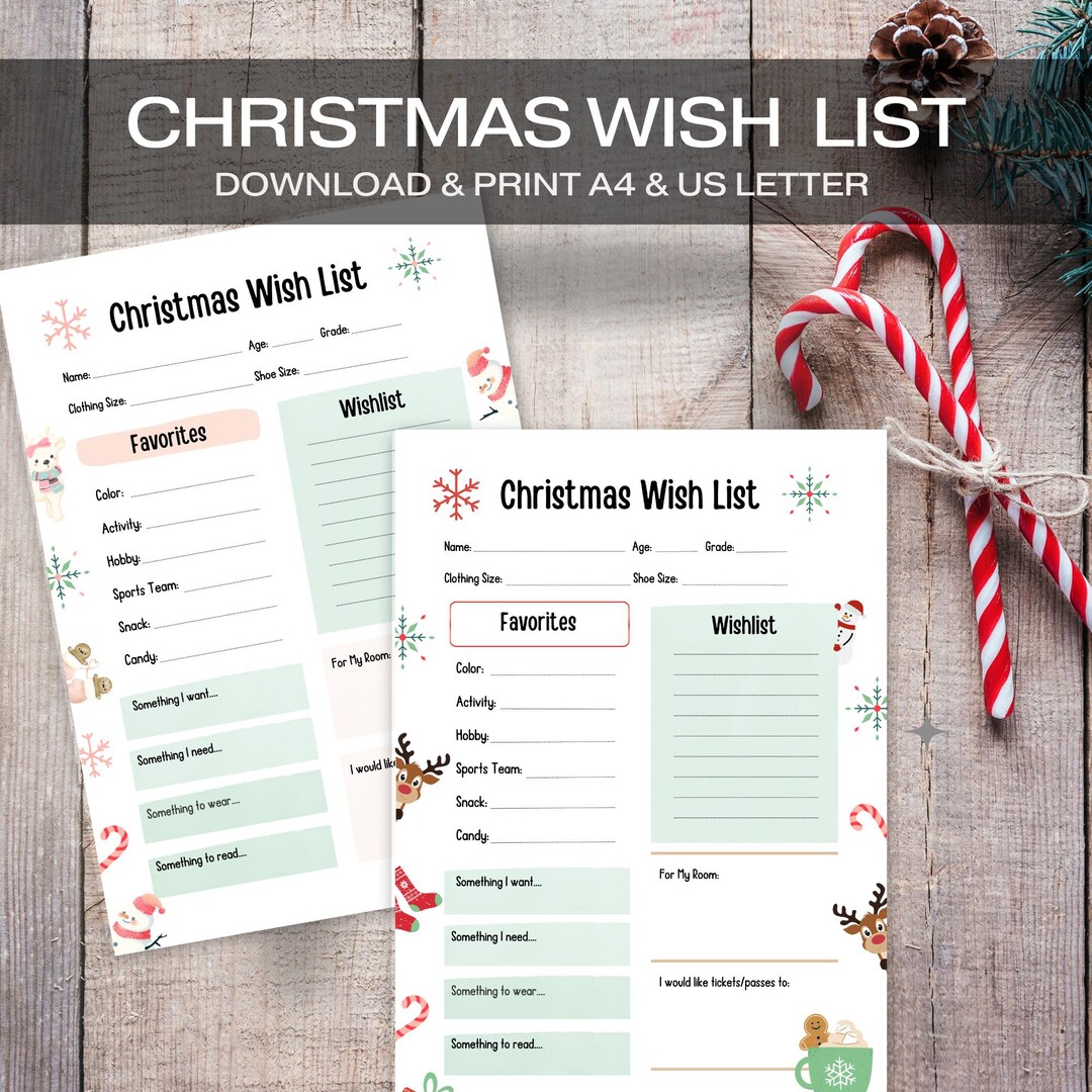 Printable Christmas Wish List for Kids | Letter to Santa Template ...