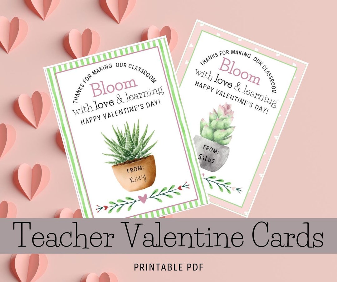 Teacher Valentine Card Printable, Digital Download, Instant Download ...