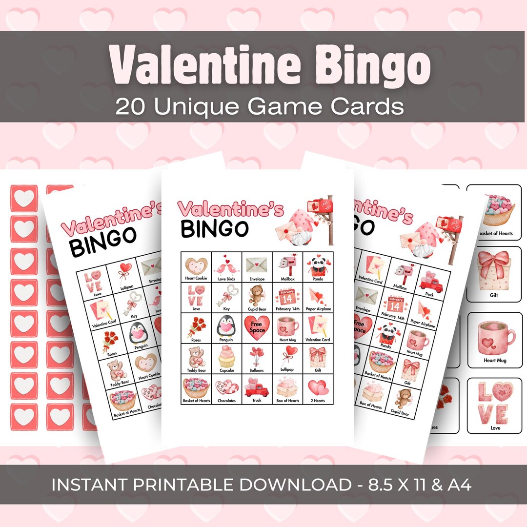 Valentine Bingo Game for Kids | Printable Valentine’s Day Activity ...