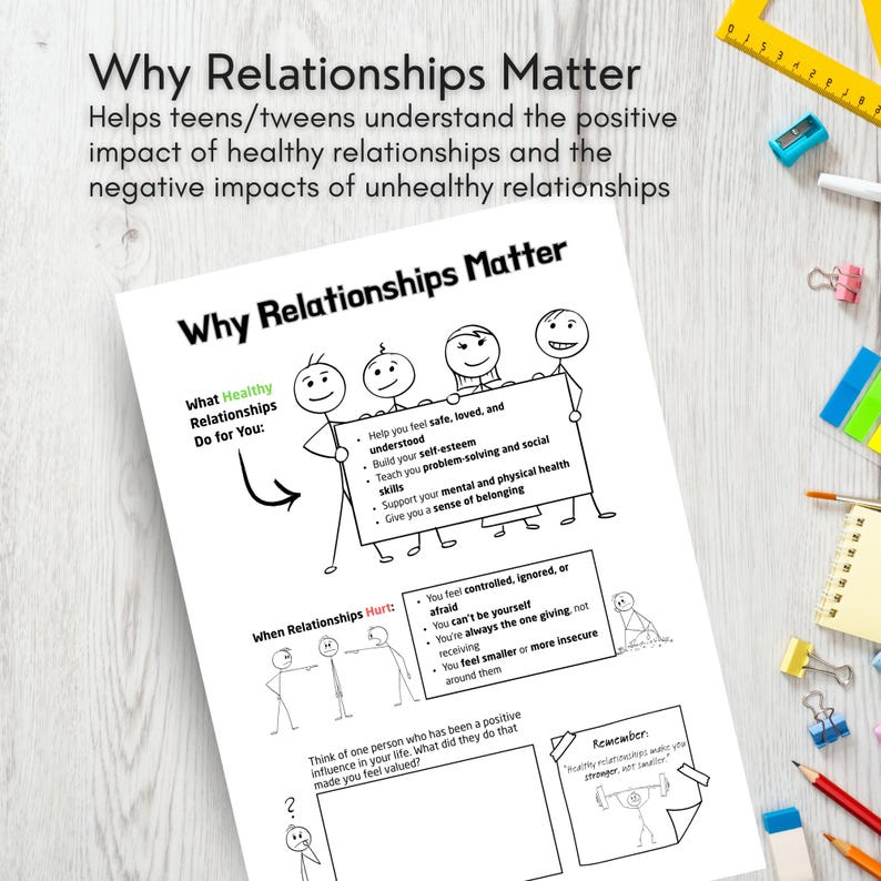 Teen Healthy Relationships Worksheets, Therapy Worksheets for Teens or ...