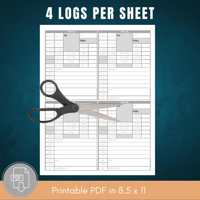 Aircraft Flight Log, Printable PDF, Flight Record, Flight Log Book ...