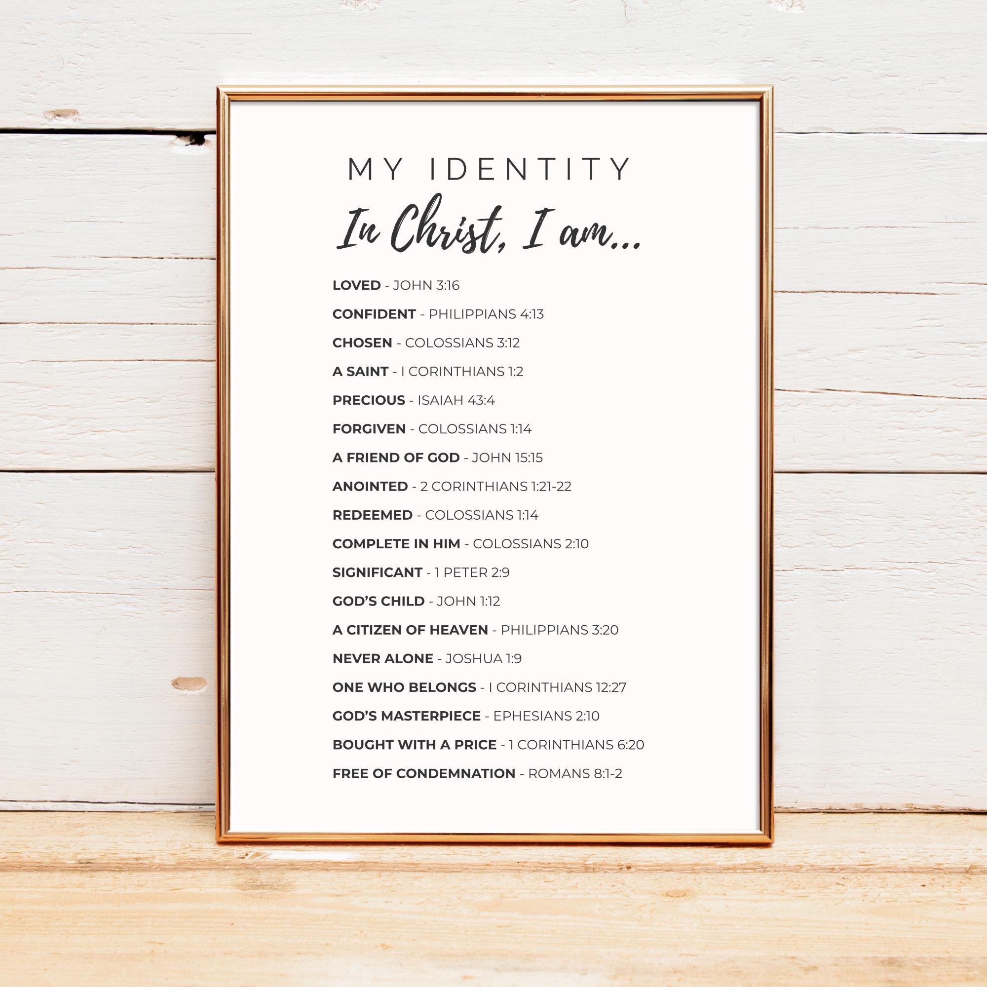 My Identity in Christ Printable Wall Art – Minimalist Christian Decor ...