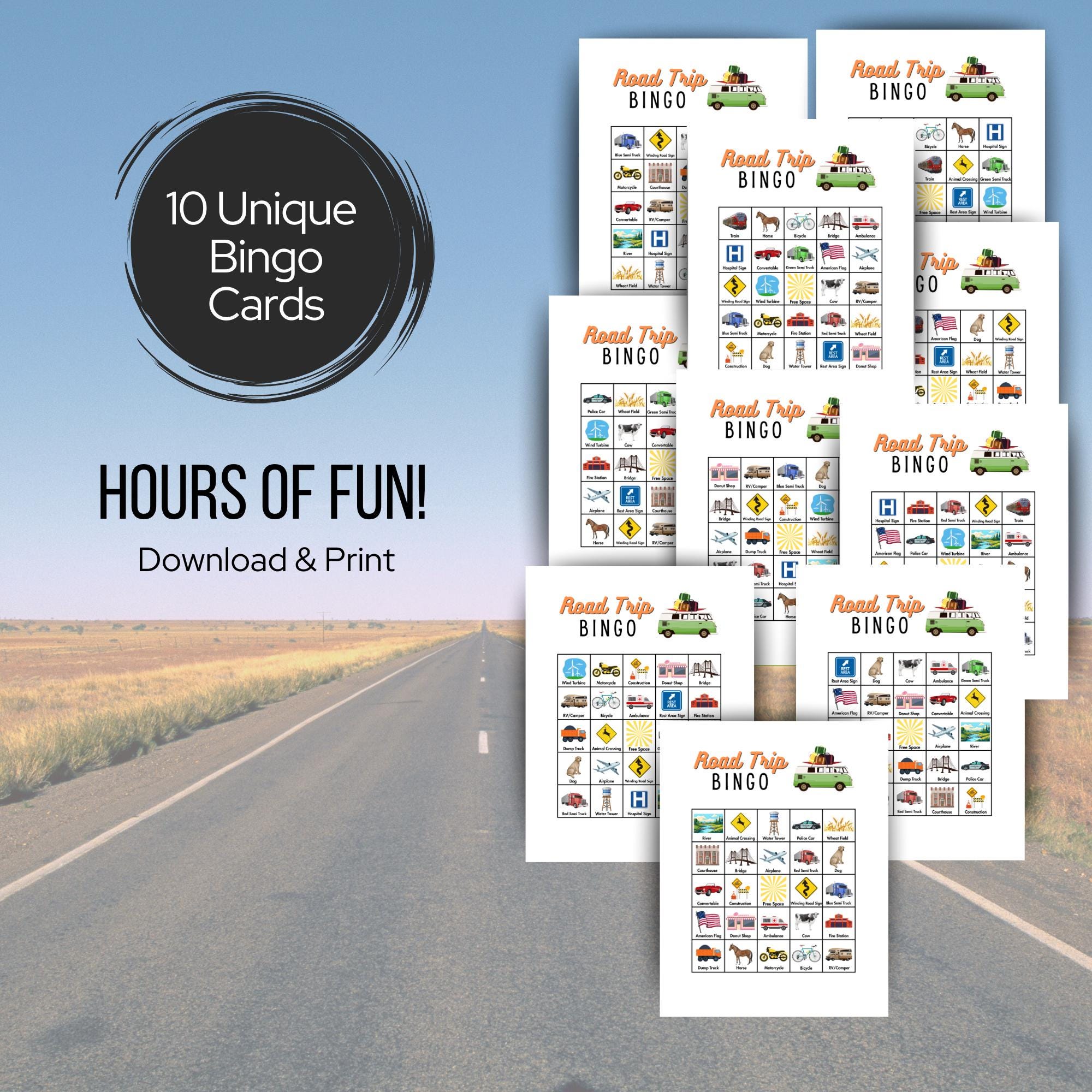 Road Trip Bingo Printable, Road Trip Games, Family Car Games, Road Trip ...