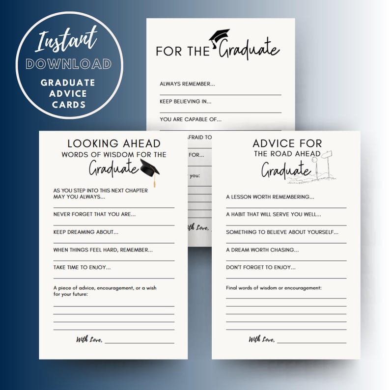 Graduation Advice Cards Printable | Wisdom and Wishes for the Graduate ...