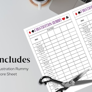Rummy Score Sheet, Frustration Rummy Score Sheet, Printable Score Sheet ...