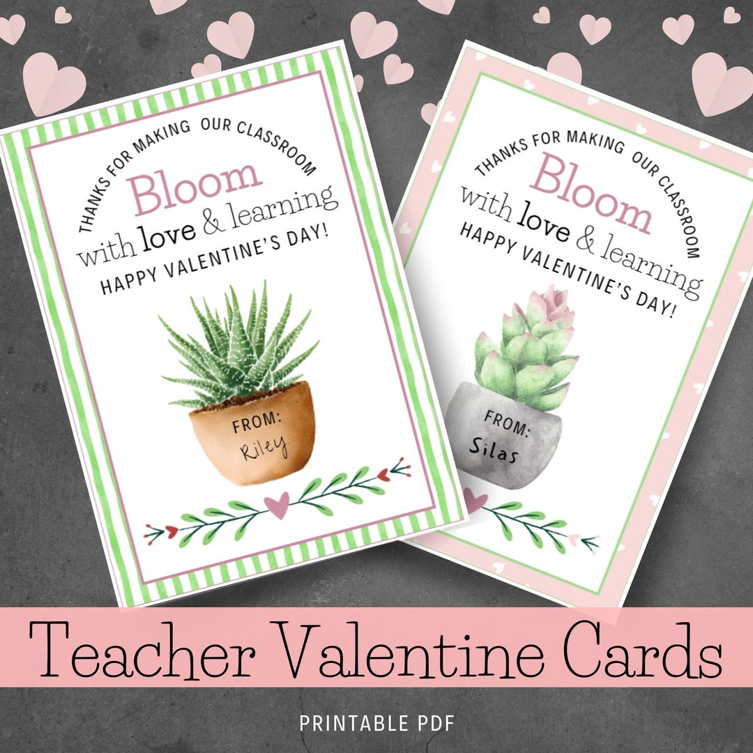 Teacher Valentine Card Printable, Digital Download, Instant Download ...