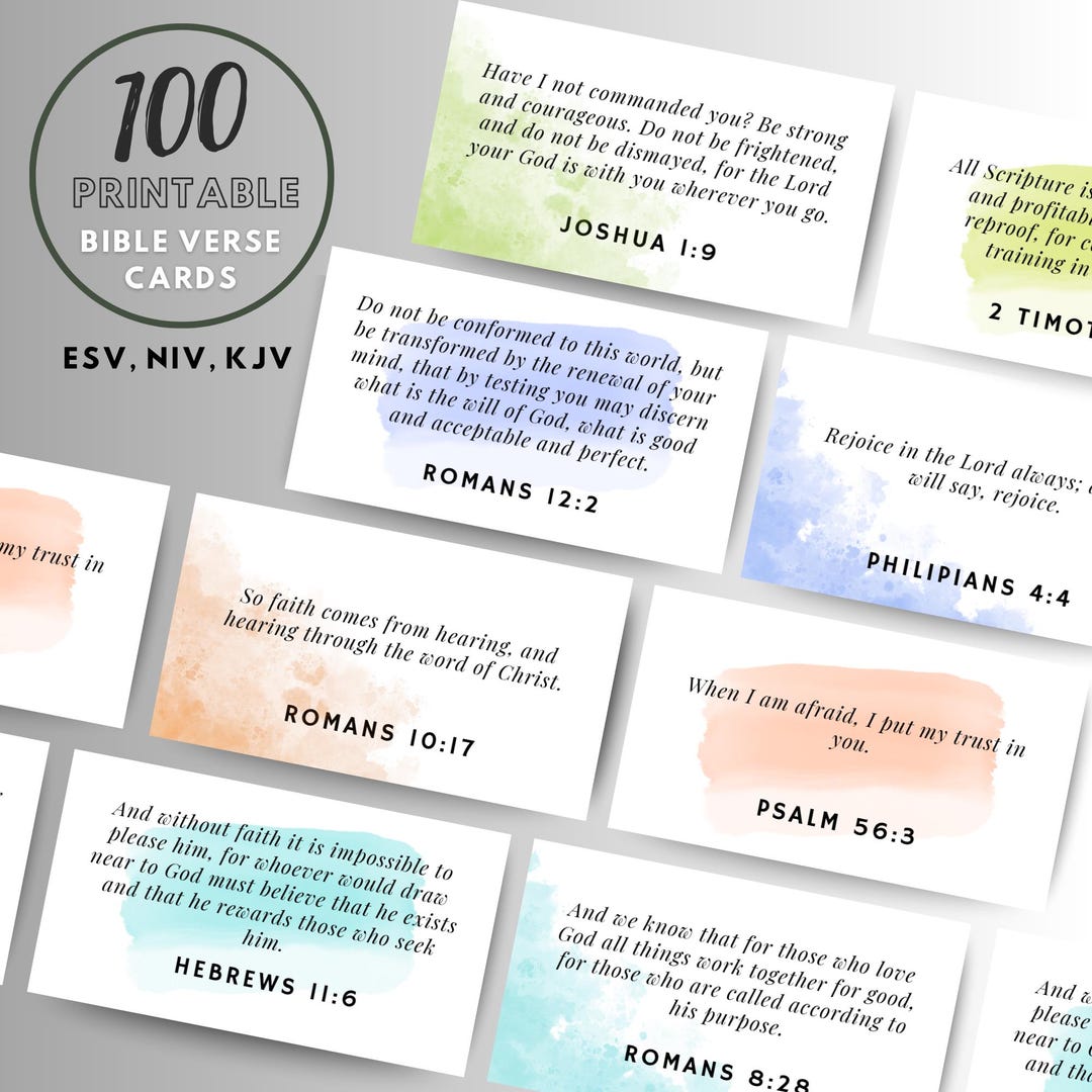 100 Printable Bible Verse Cards, Bible Memory Verses, Bible Verse ...